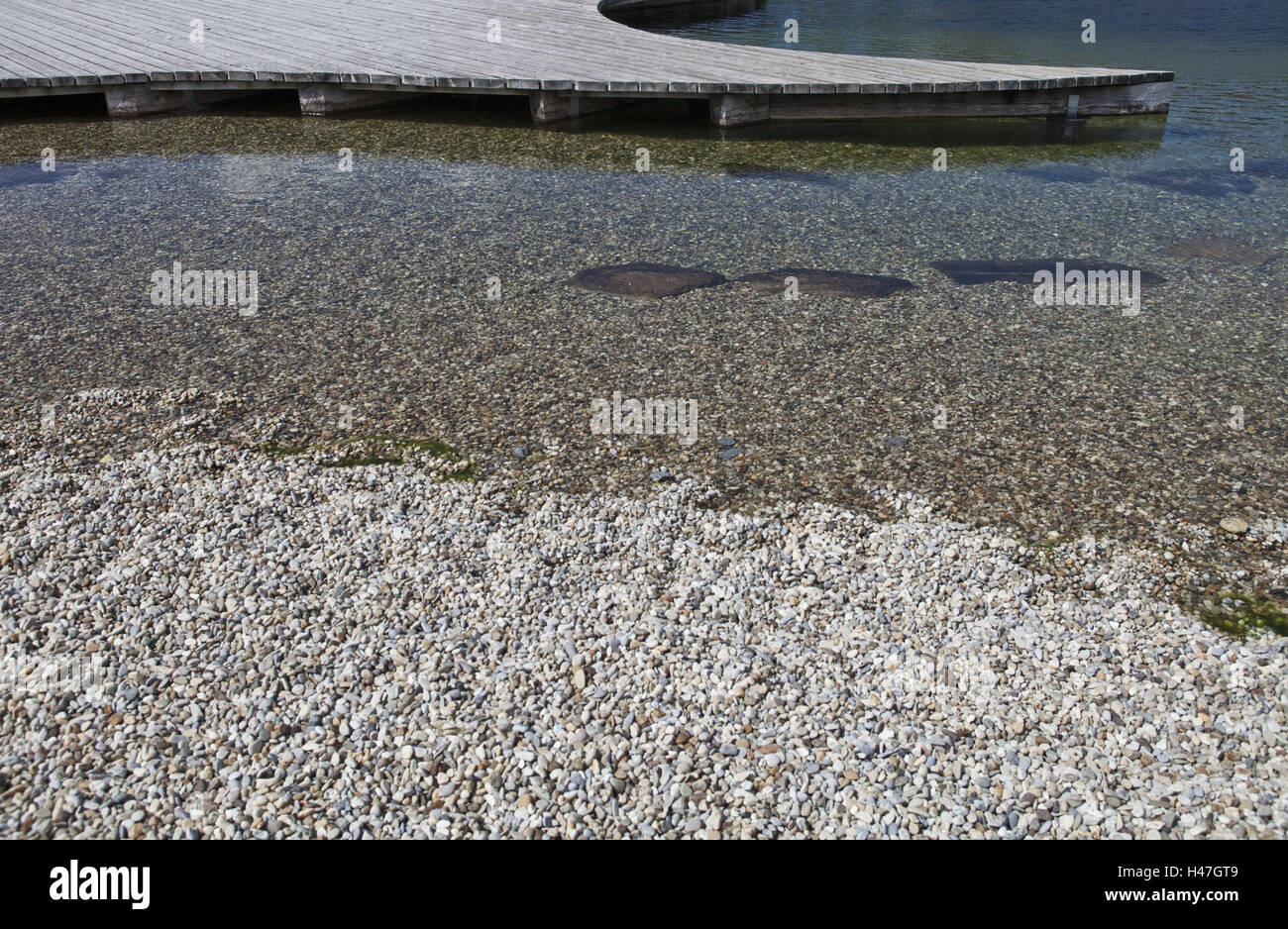 Shore, pebbles, wooden jetty, lake, pebble, stone, bridge, wooden jetty ...