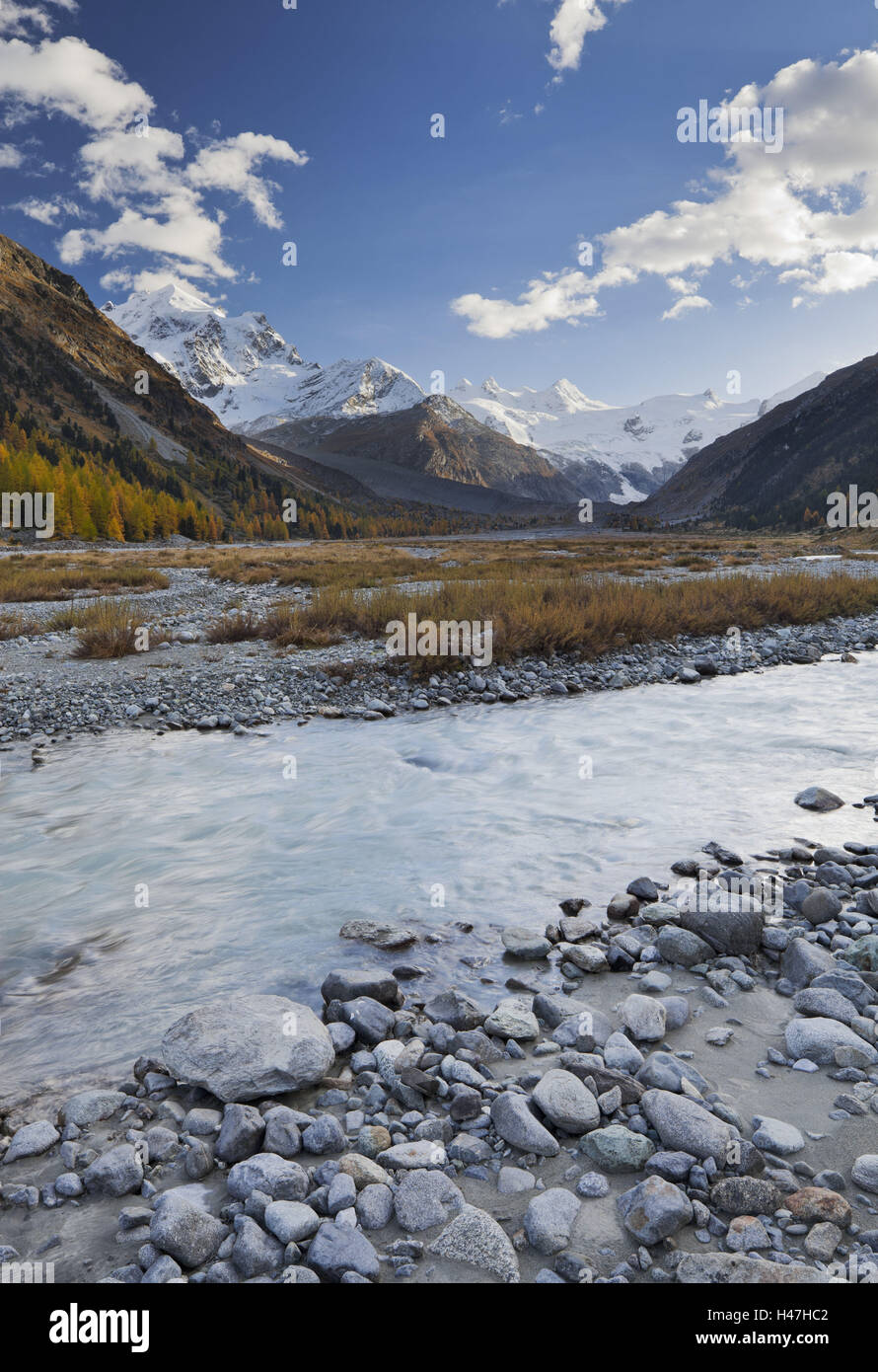Switzerland, Graubünden (region), Val Roseg, ova there Roseg, Piz Roseg ...