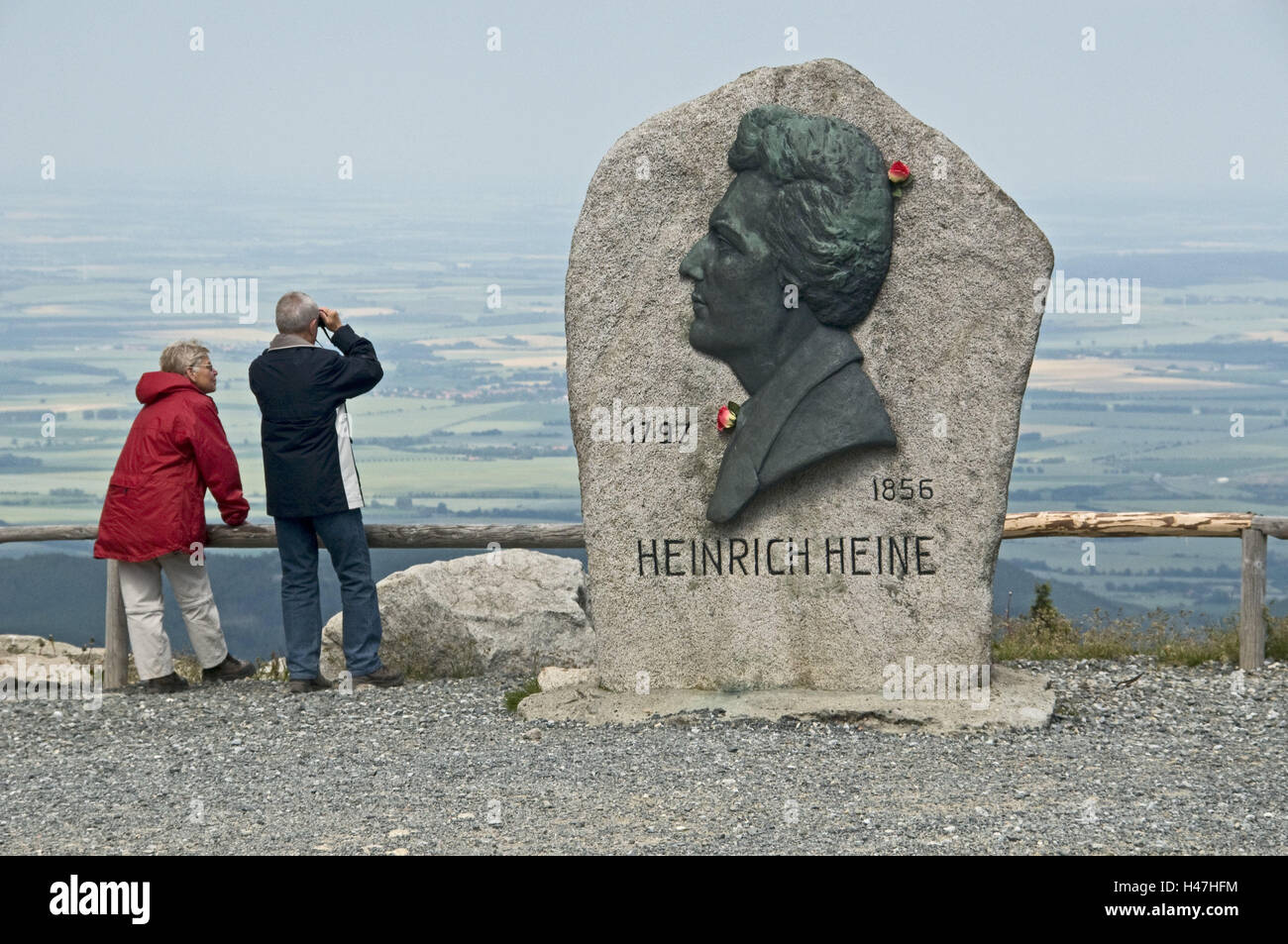 Germany, Saxony-Anhalt, Harz, lump, summit, stone tablet, Heinrich ...