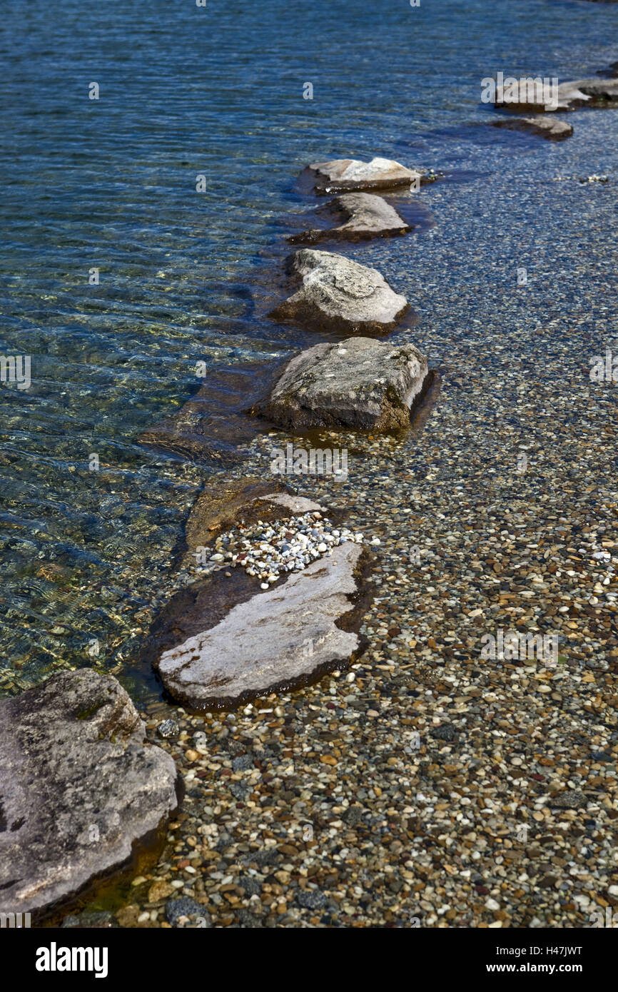 Shore, pebbles, stones, pebbles, stones, waters, river, landing stage ...
