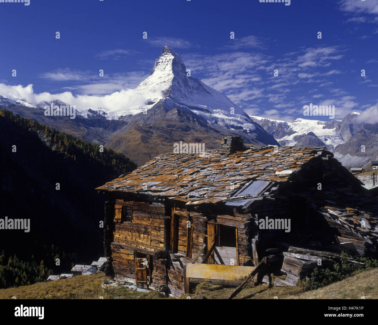 Switzerland, Valais, Mattertal, Zermatt, Findeln with Matterhorn Stock ...