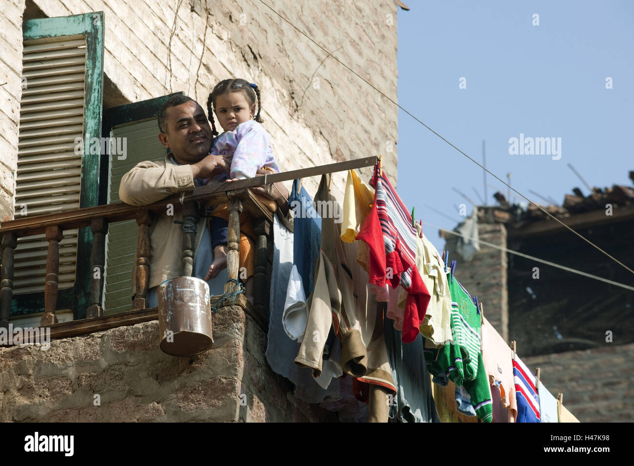 Egypt, street scene in the Coptic village Garagos to the north Luxor ...