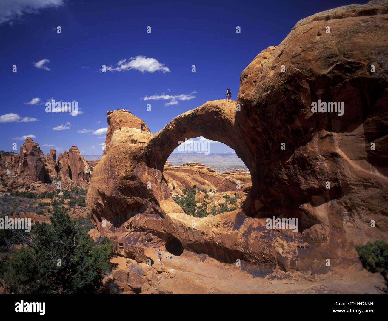 The USA, Utah, Arches Nationwide park, Devils guards, stand-in O Arch ...