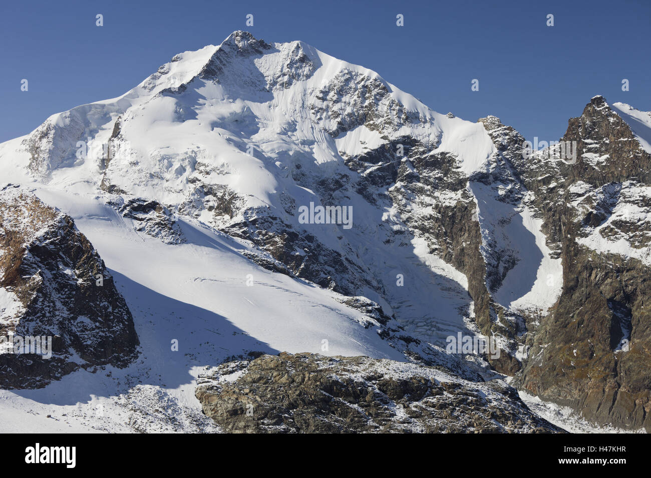 Switzerland, Graubuenden, view Diavolezza, Piz Bernina ...
