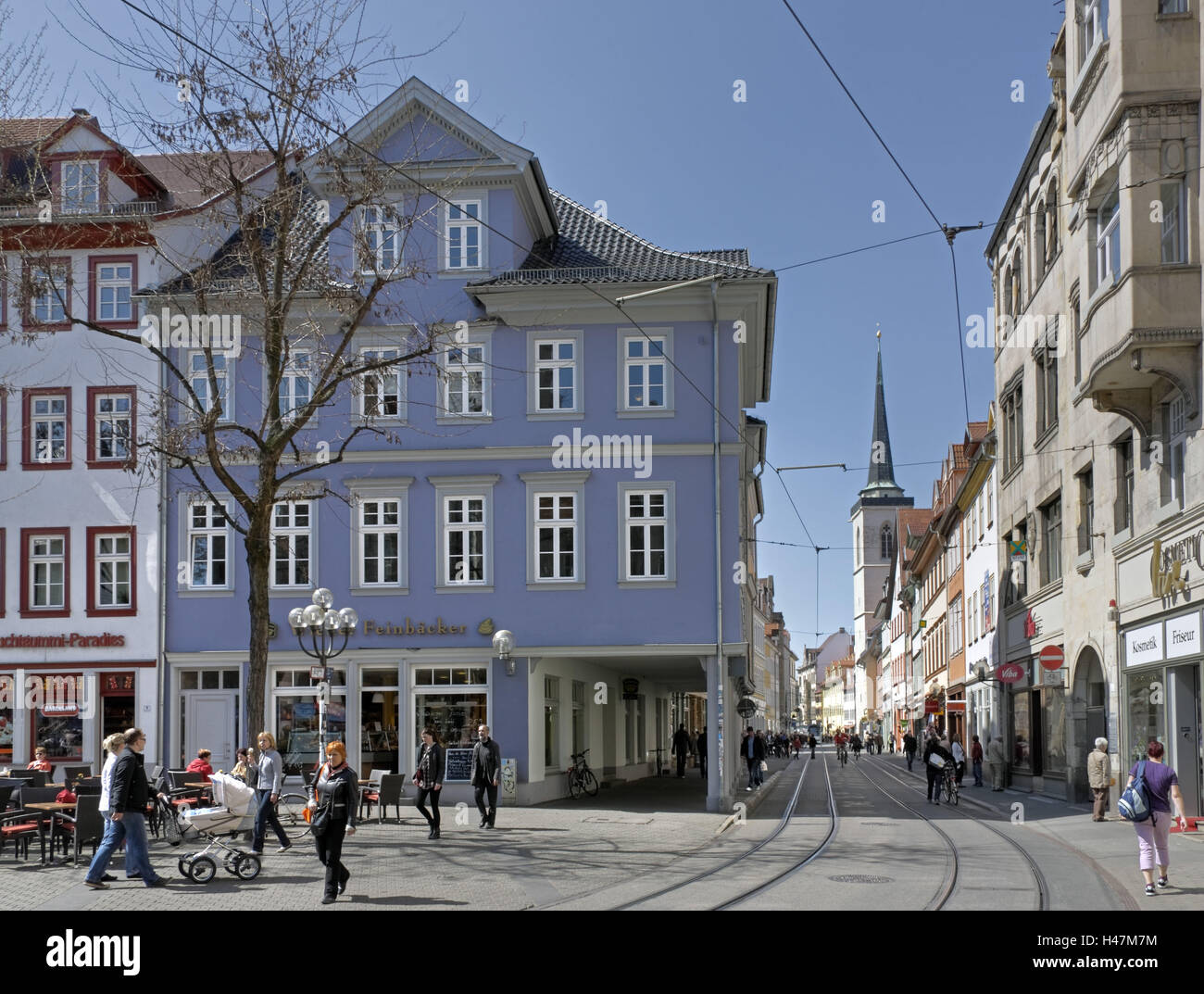 Germany, Thuringia, Erfurt, street, space, houses, pedestrians Stock ...