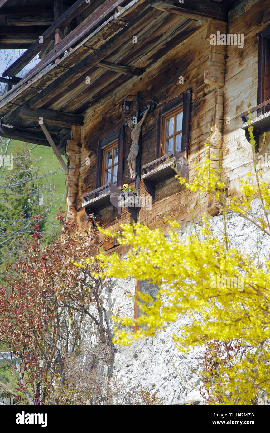 Italy, South Tyrol, farmhouse, facade, wooden cross, house cross, Busch ...