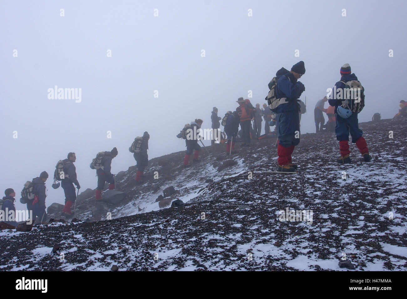 South America, Chile, Patagonia, volcano Villarrica, summit, ascent ...
