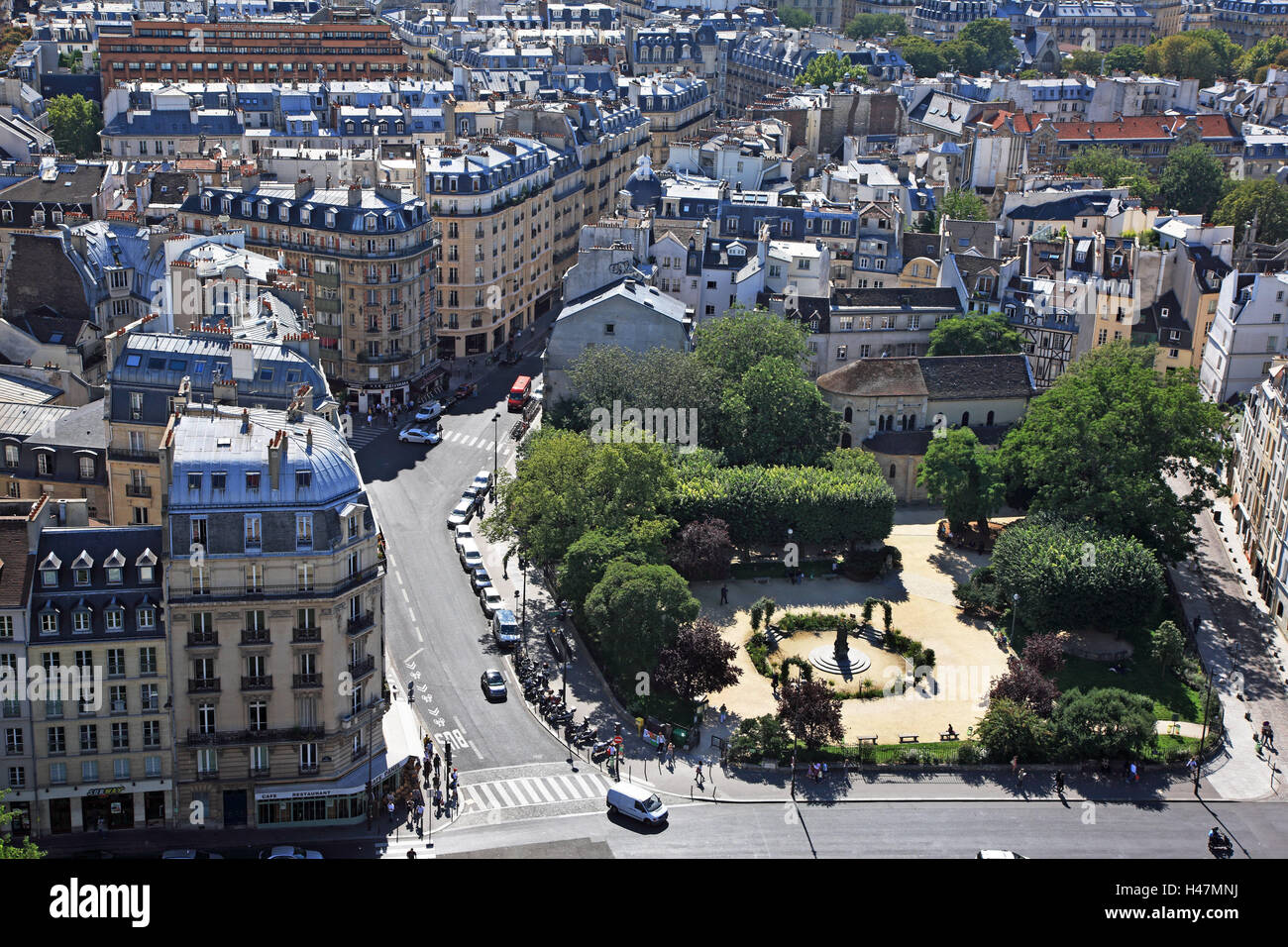France, Paris, town overview, street, building, park, places interest ...