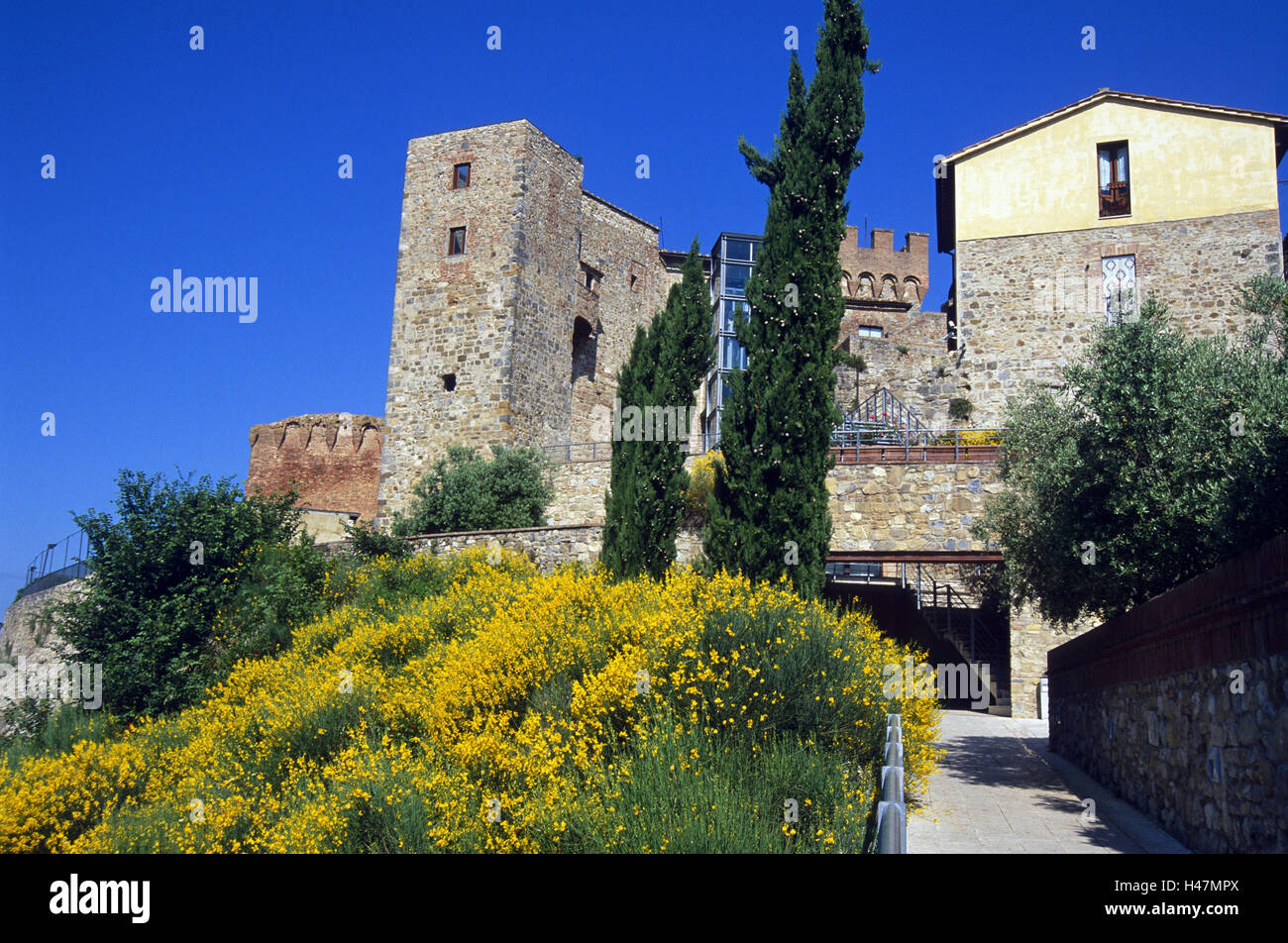 Italy, Tuscany, Casole d'Elsa, fortress, broom, fortress place ...