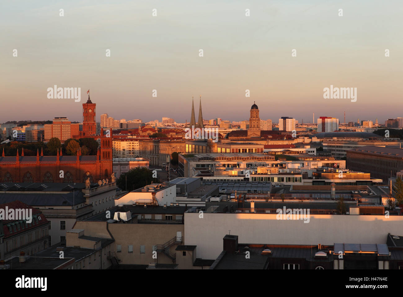 Berlin, view from above, red city hall, evening light Stock Photo - Alamy