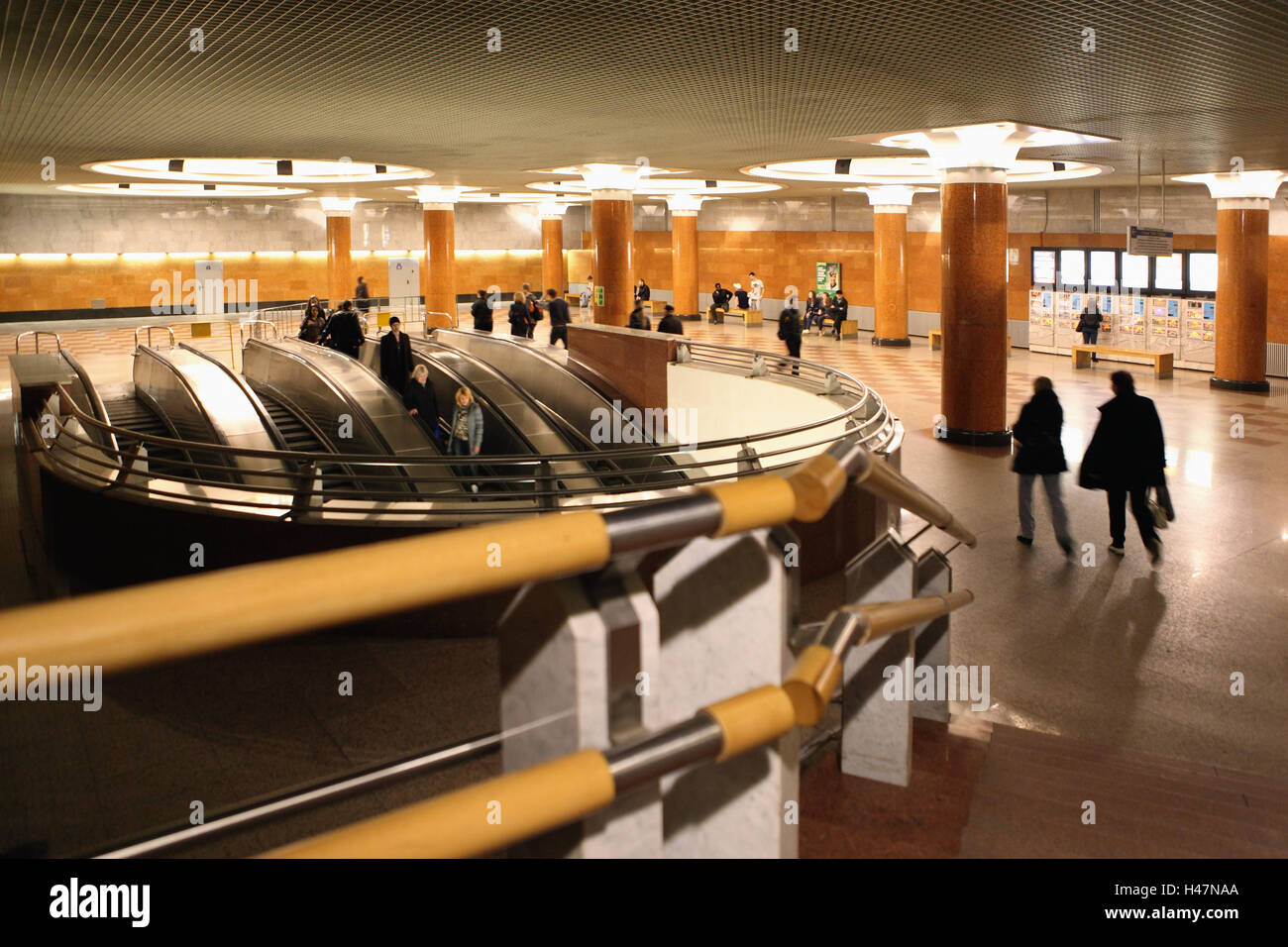 Moscow, metro station, escalator Stock Photo - Alamy