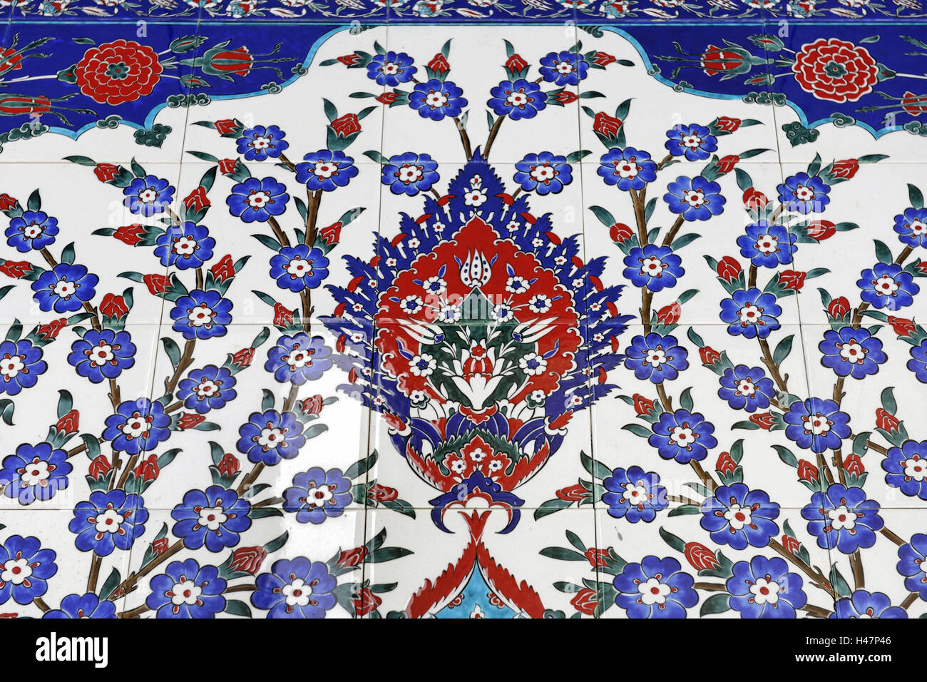 Tile mosaic, inner courtyard, Sheikh Zayed Bin Sultan Al Nahyan Mosque ...