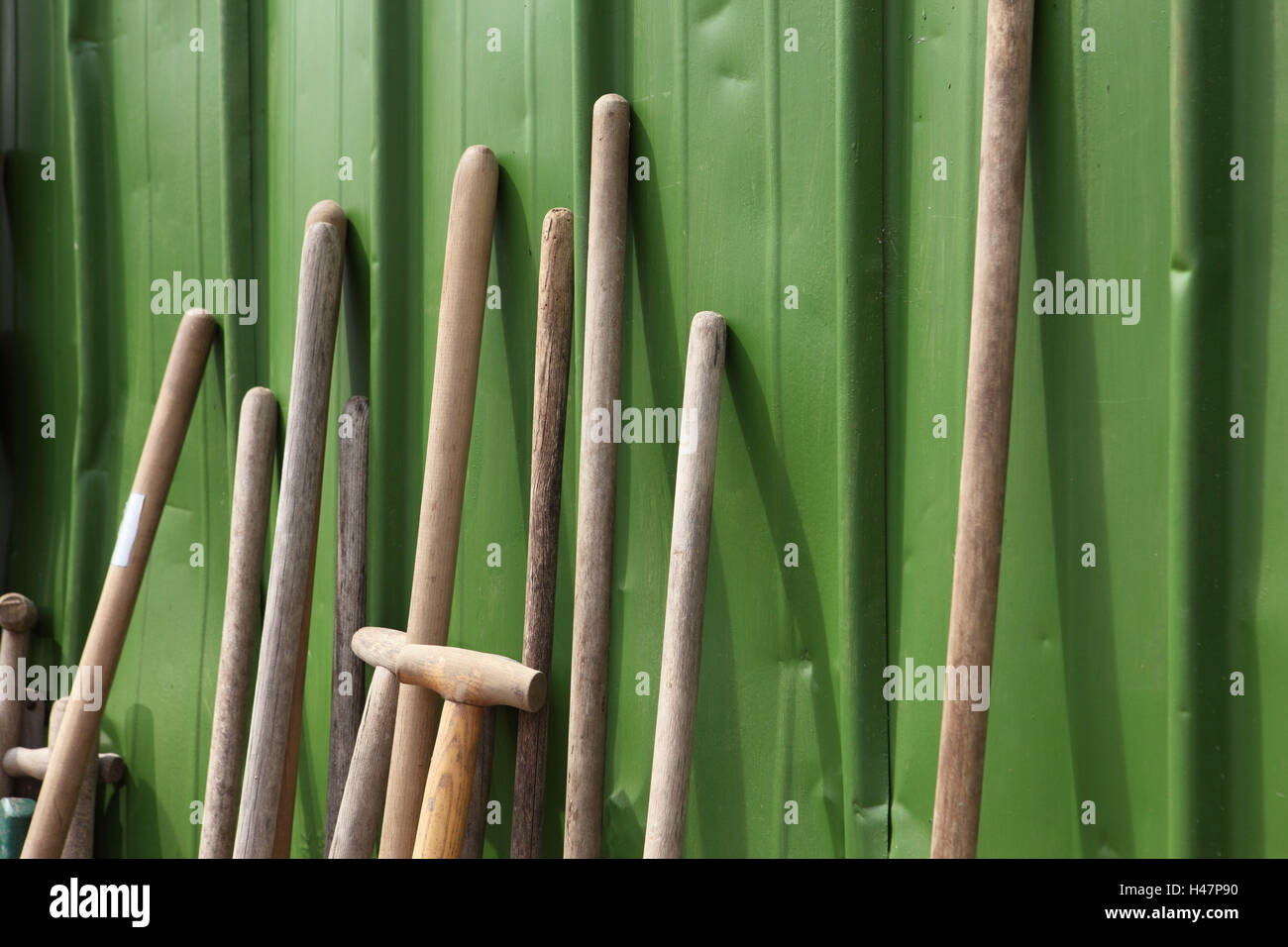 Farm, gardening tools, detail, wooden handles Stock Photo - Alamy