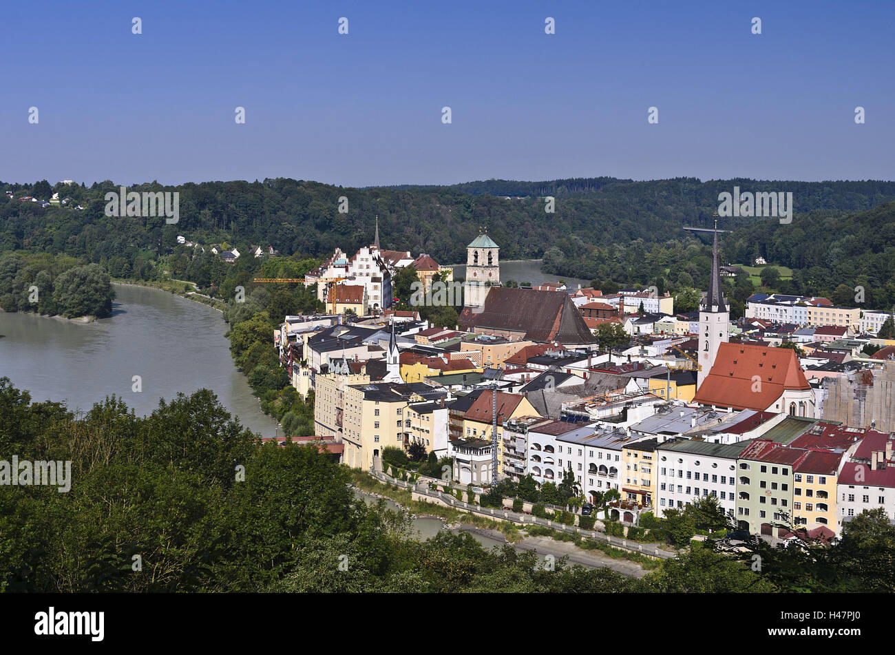 Germany, Bavaria, Upper Bavaria, Inntal, water castle, town view, Old ...