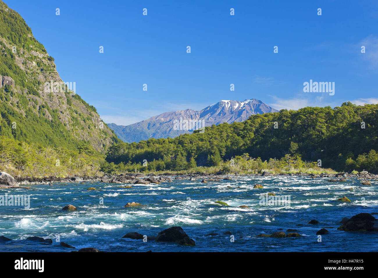 South America, Chile, Patagonia, national park Petrohue, river Rio ...