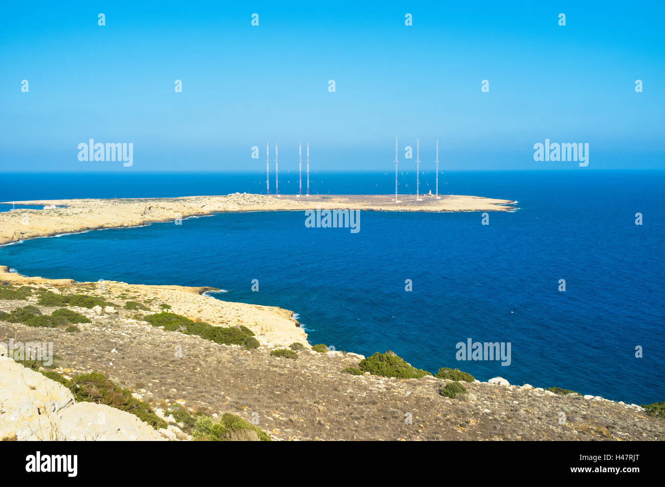The Cape Greco with the British Radar System on the coastline, Cyprus ...