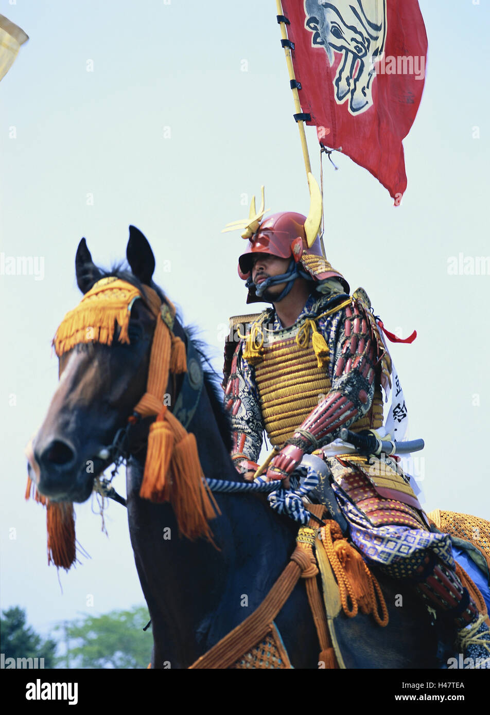 Japan, Fukushima-prefecture, Haramachi, body Nomaoi feast, samurai's ...