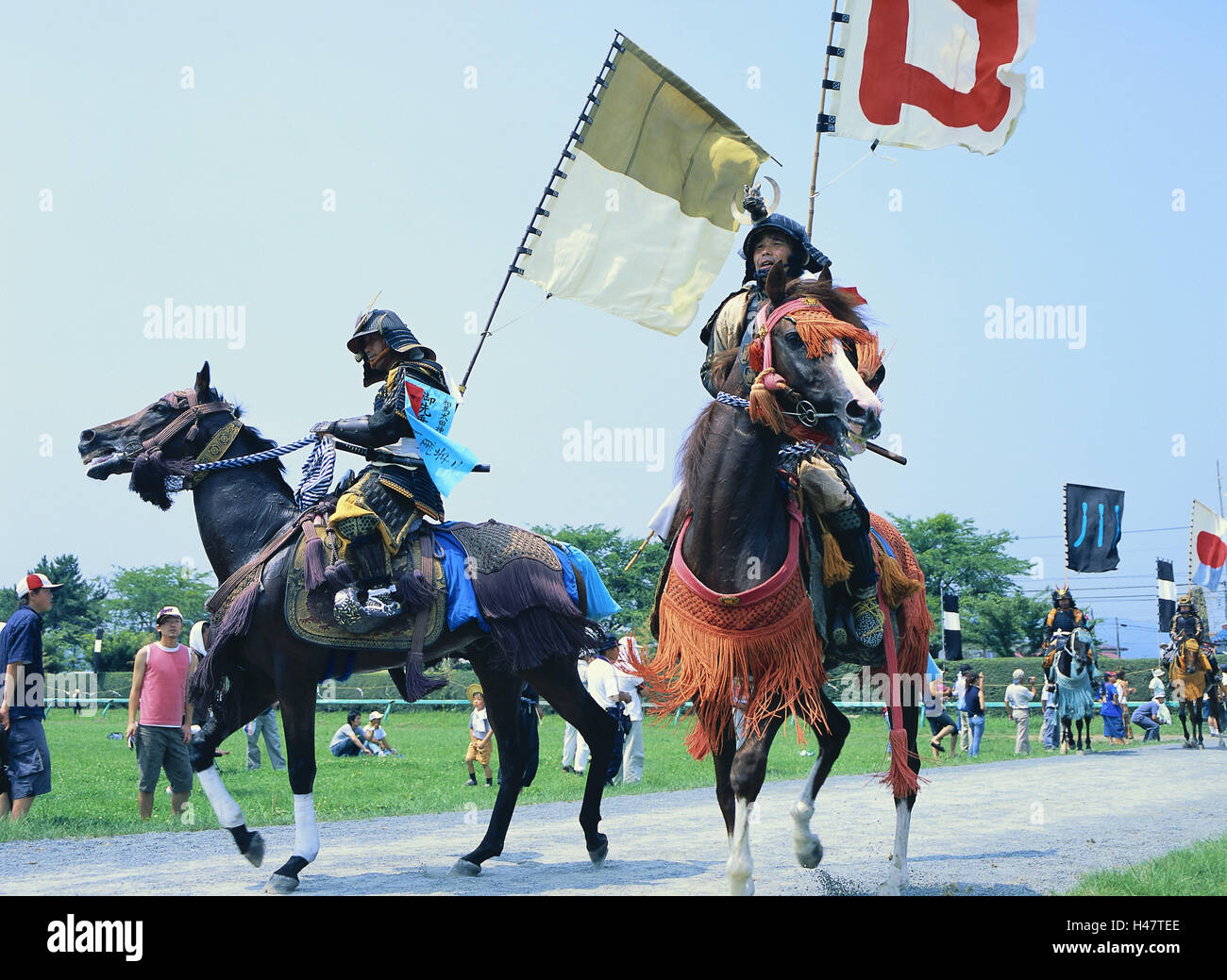 Japan, Fukushima-prefecture, Haramachi, body Nomaoi feast, samurai's ...