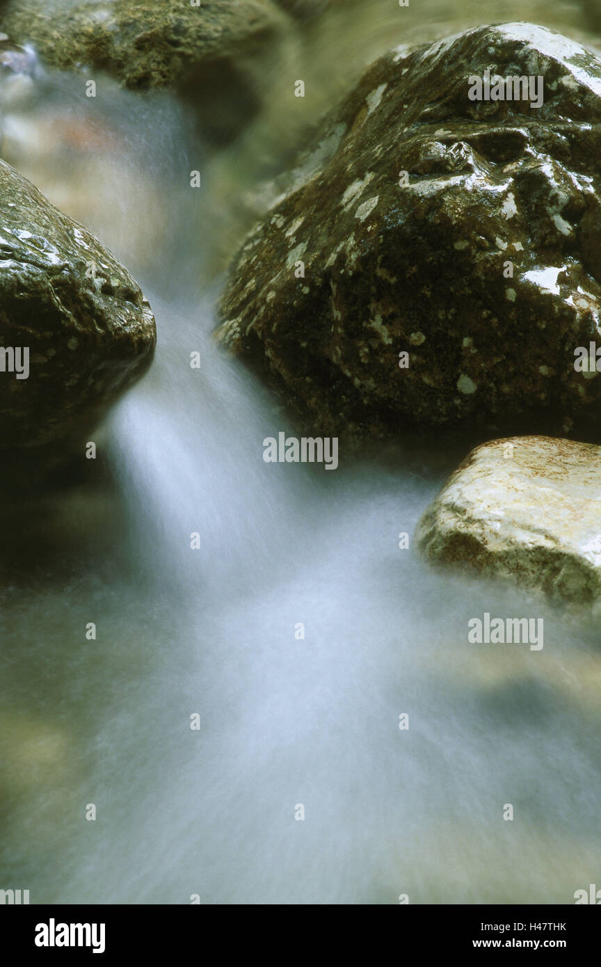Mountain brook, close up, rock, stones, brook, waters, water, flow ...