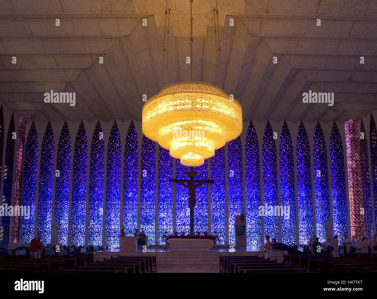 Brazil, Brazil, cathedral Bosco, altar, mosaic window, South America ...