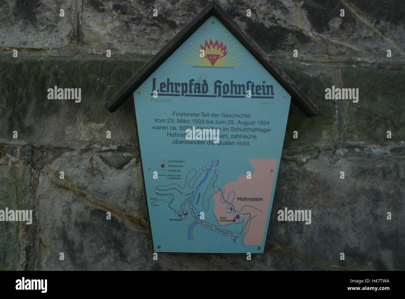 Germany, Saxon Switzerland, travesty stone, defensive wall, sign ...