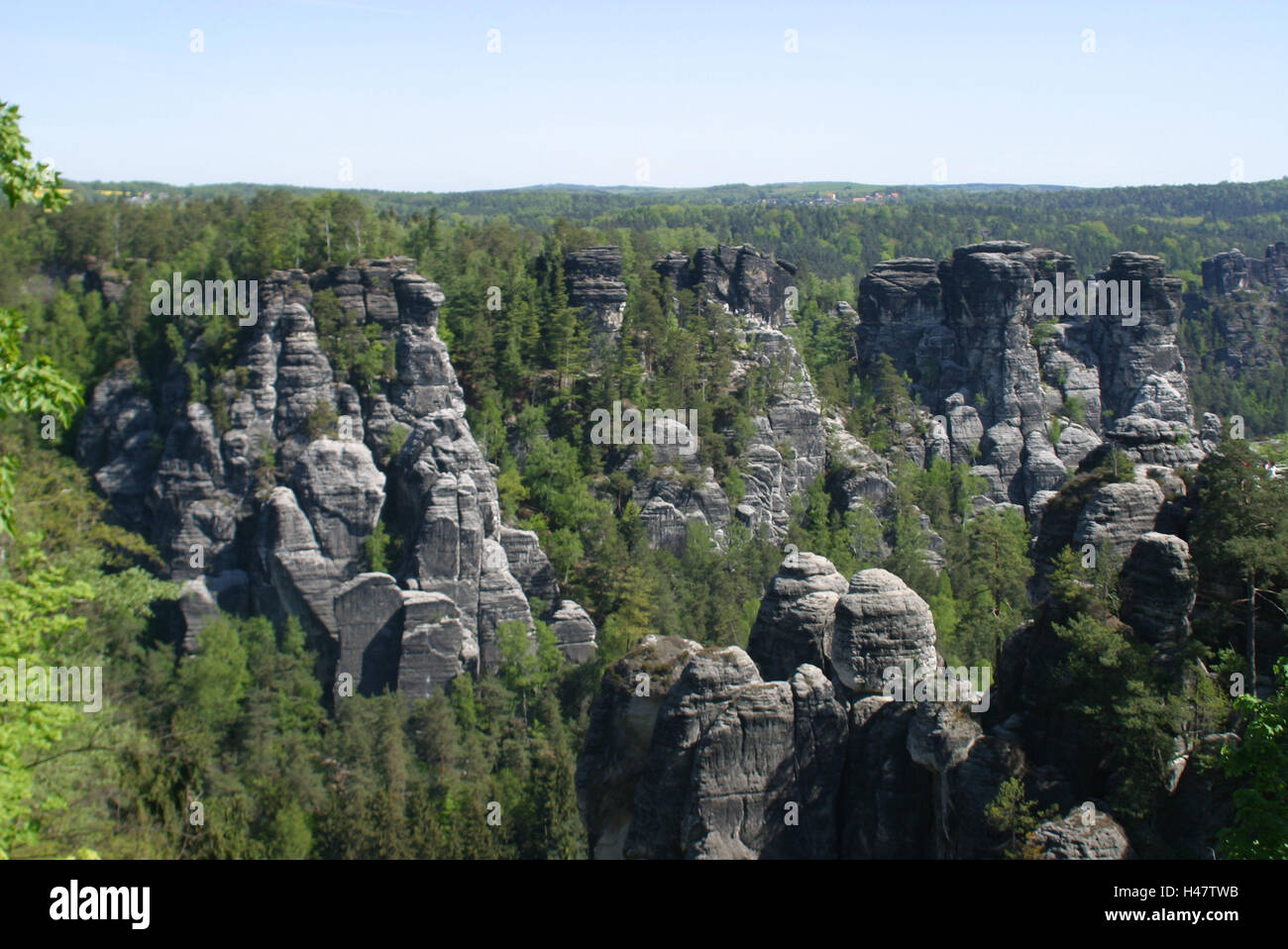 Germany, bastion, rock, panoramic view, Saxon Switzerland, Saxon ...