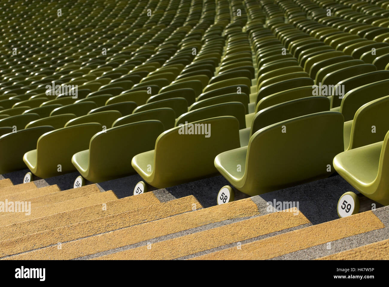 Seating, seats, series, numbering, figures, stairs, selection, green ...