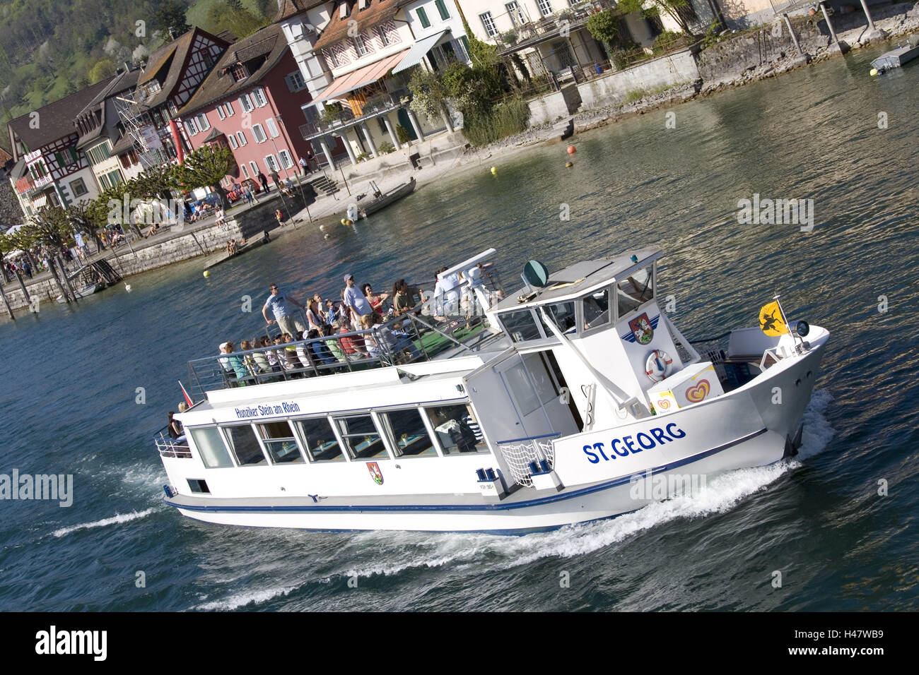 Switzerland, Lake Constance, stone on the Rhine, holiday ship, tourists ...