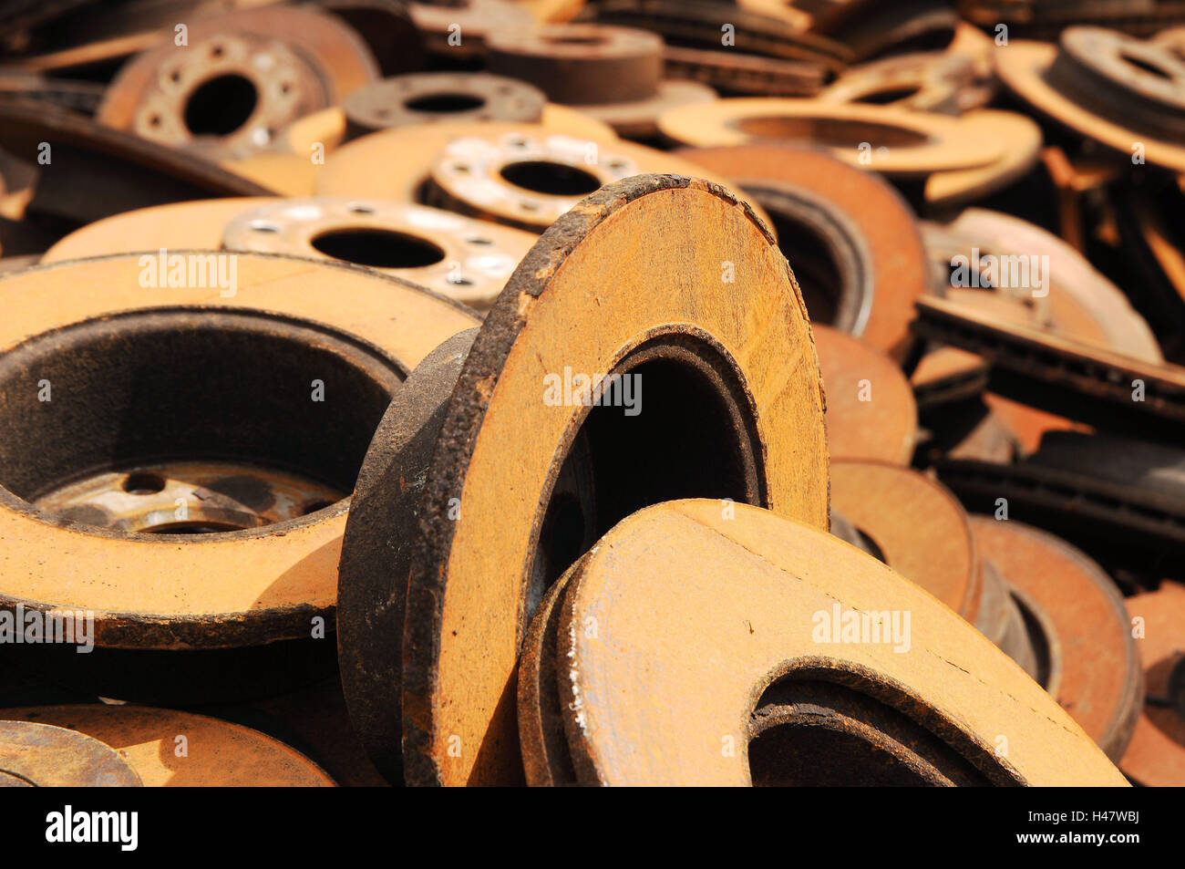 Scrap yard, scrap metal, brake disks, garbage waste dump, waste, refuse ...