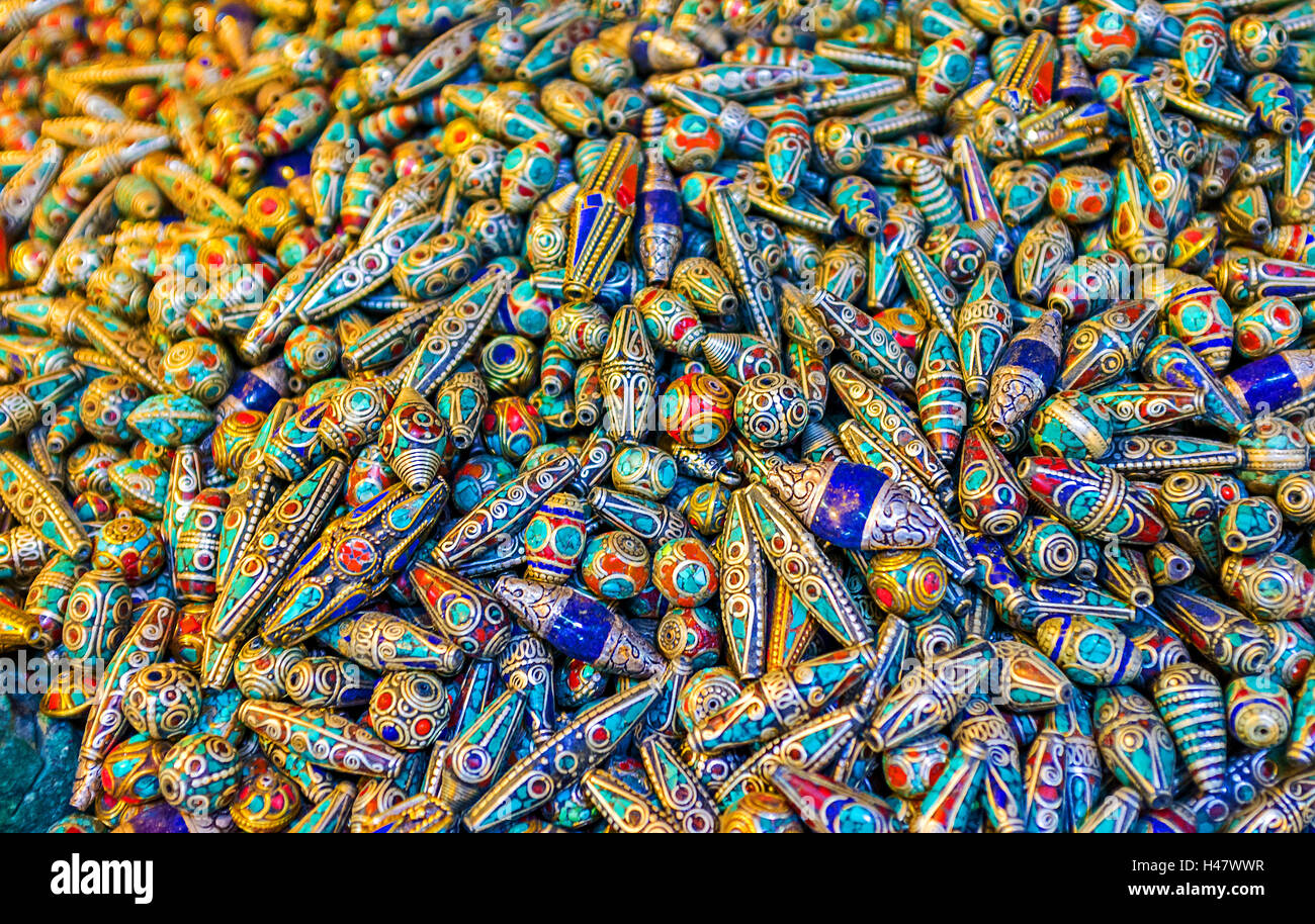 The colorful stone beads covered with the silver wire, Jerusalem ...