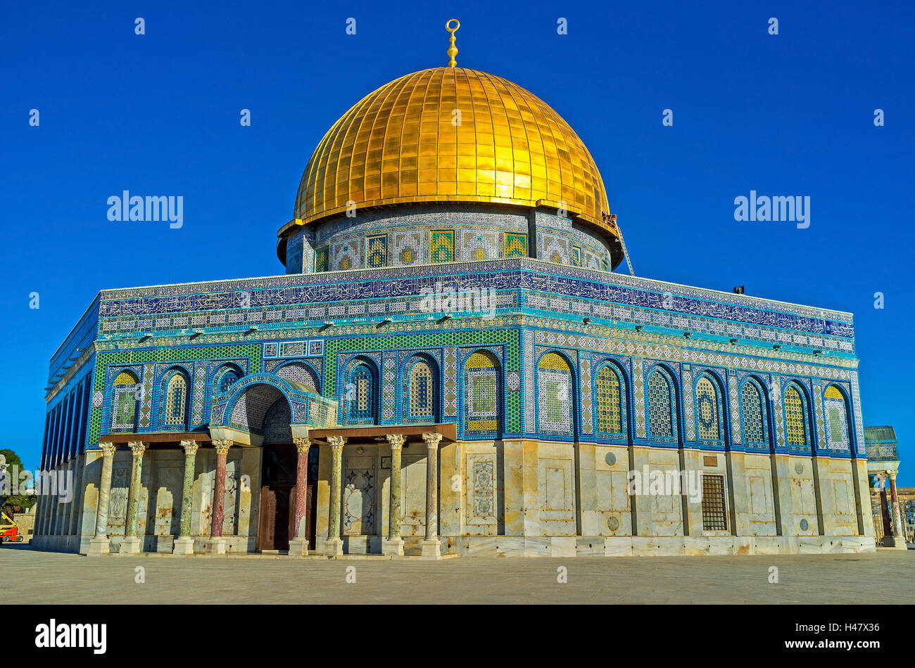 The octagonal Dome of the Rock, with a high cupola, enshrines the ...