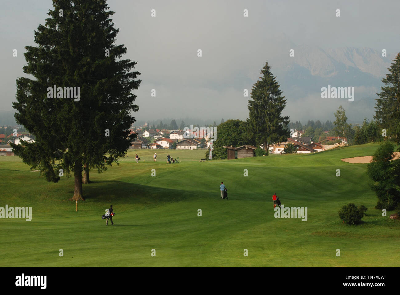 Germany, Upper Bavaria, embankment region, golf course, South Germany ...