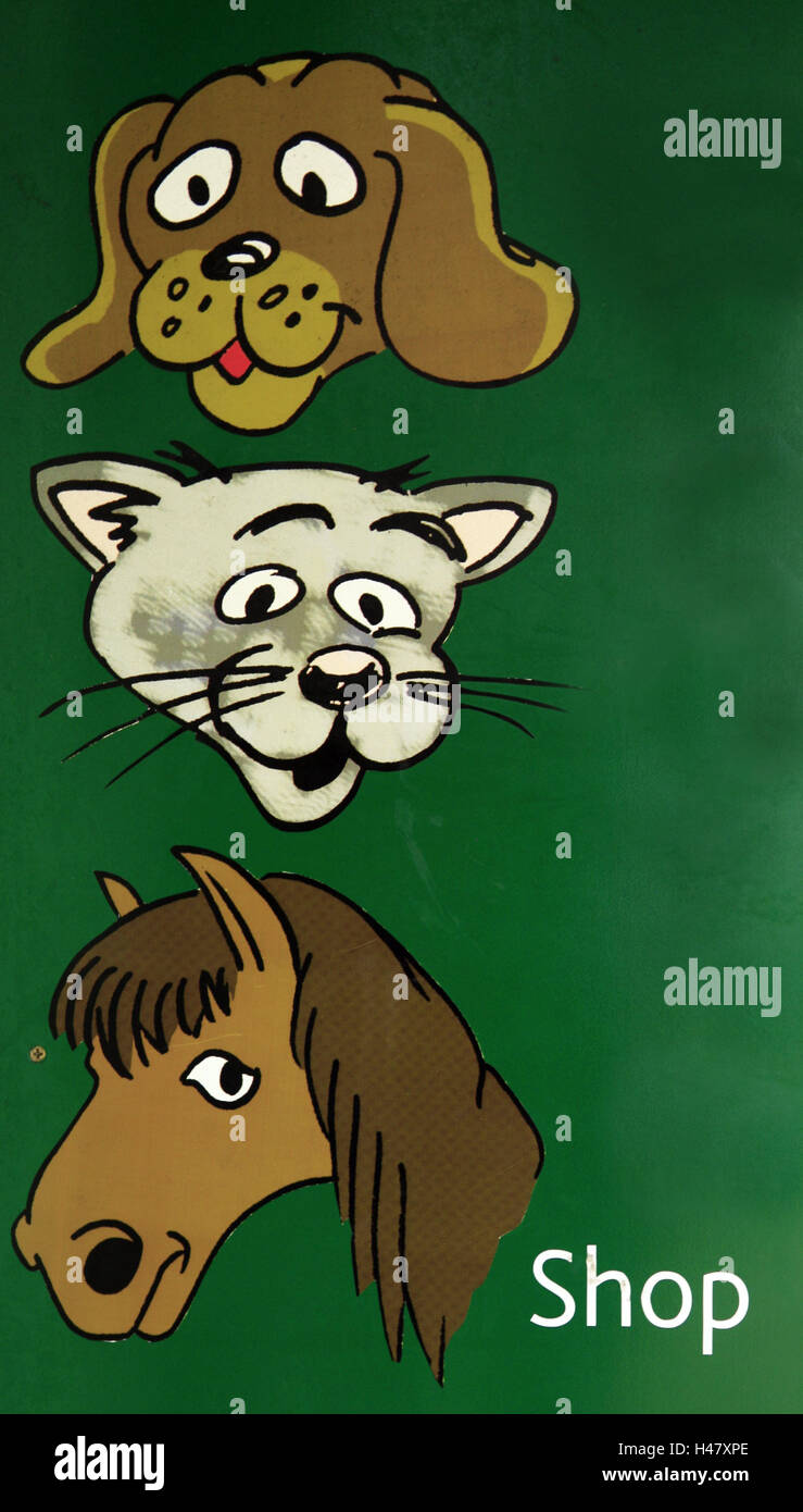 Zoo business, sign, illustration, dog, cat, horse, loading, shop ...