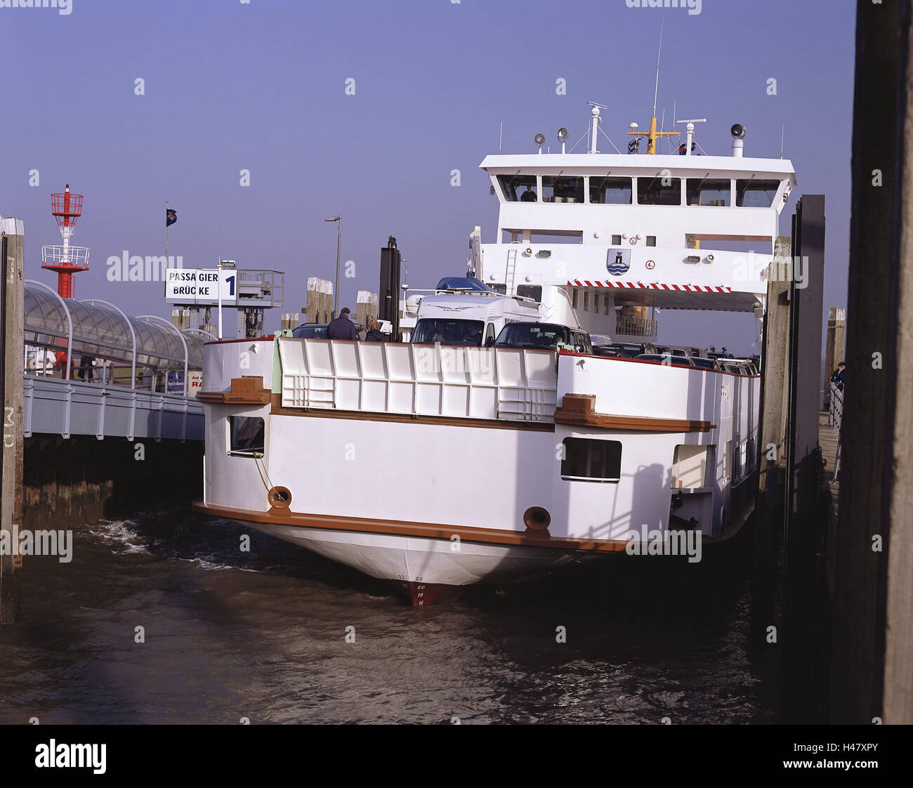Germany, Lower Saxony, island, Norderney, harbour, car ferry, North ...