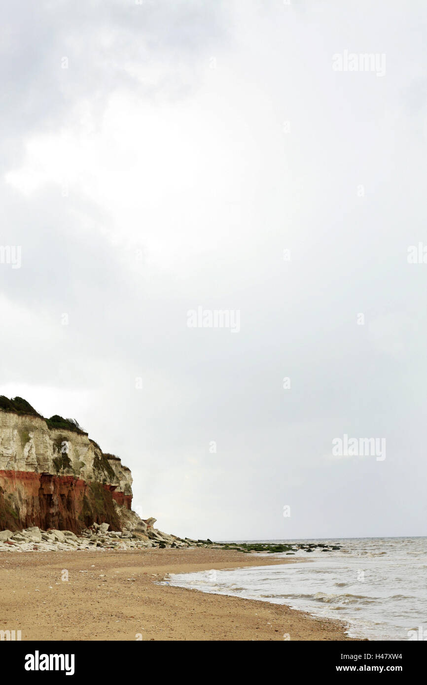 UK, Norfolk, Hunstanton, steep coast, beach, deserted, England, the ...