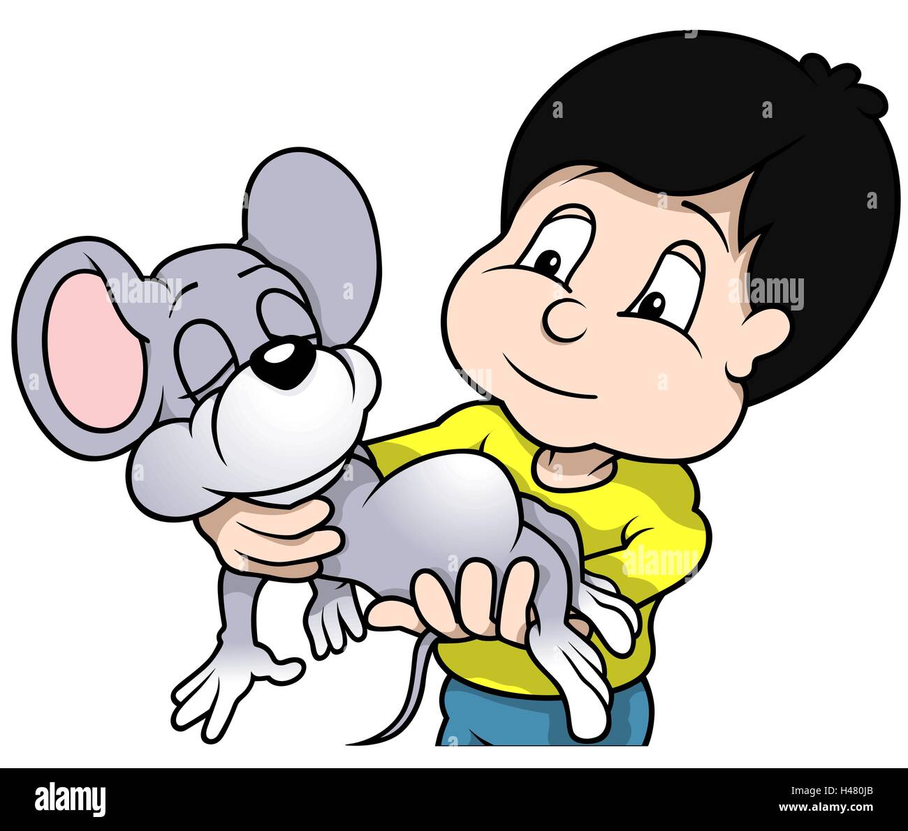 Boy Holding Mouse Stock Vector Image & Art - Alamy