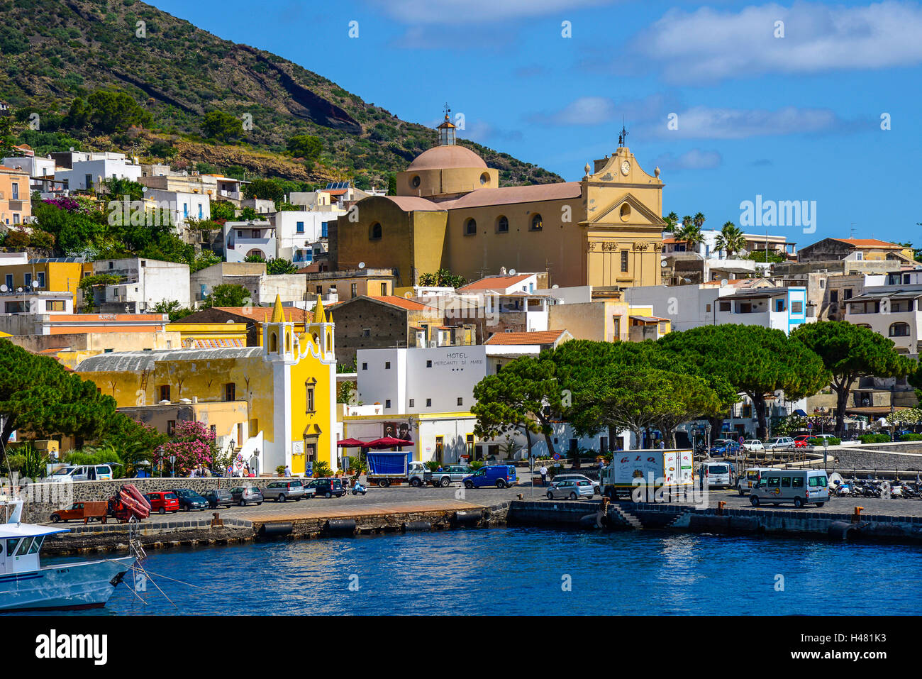 Italy Sicily Aeolian Archipelago Salina Island Santa Marina Stock Photo ...