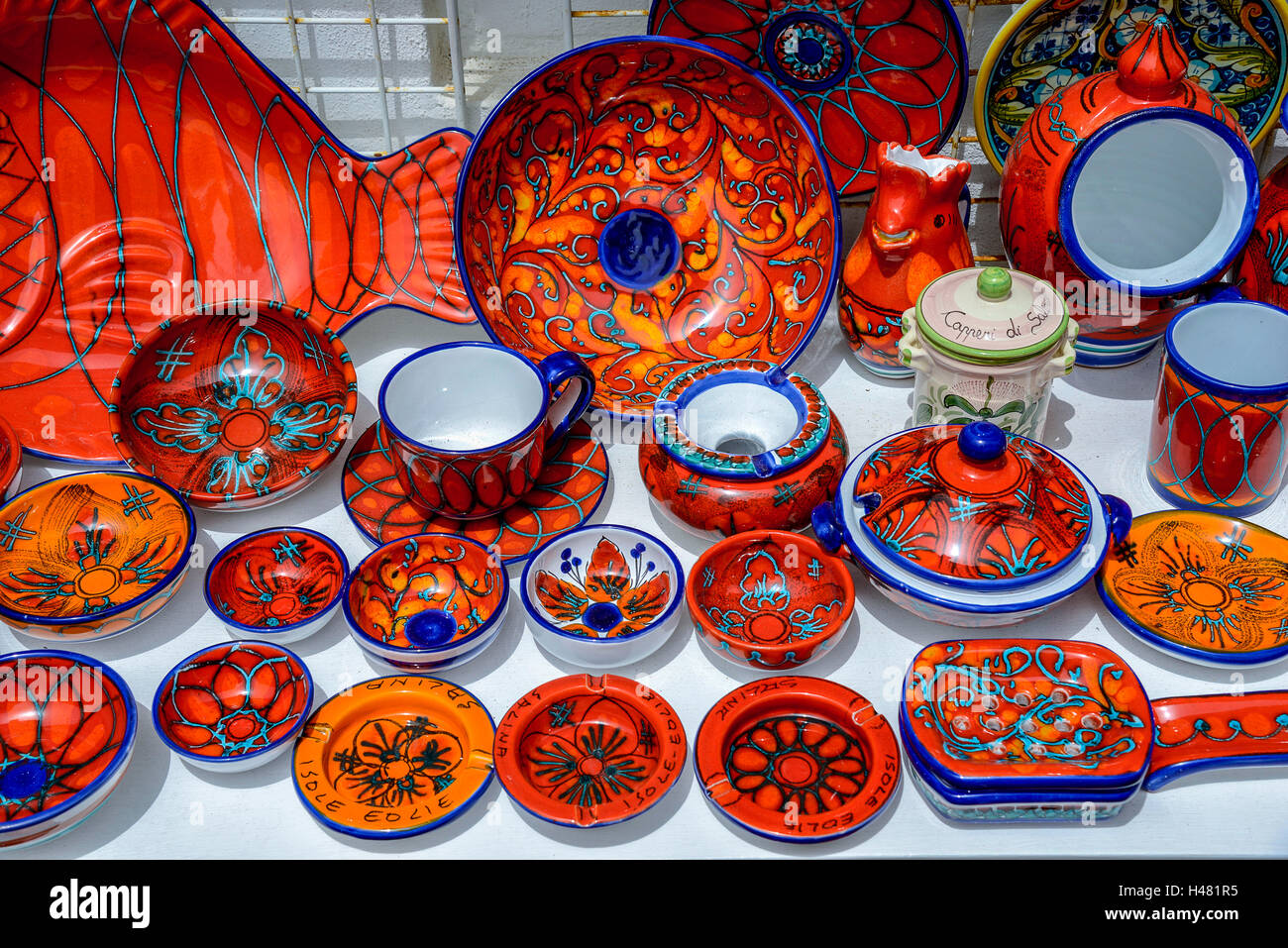 Italy Sicily Aeolian Archipelago Salina Island Pottery Stock Photo - Alamy