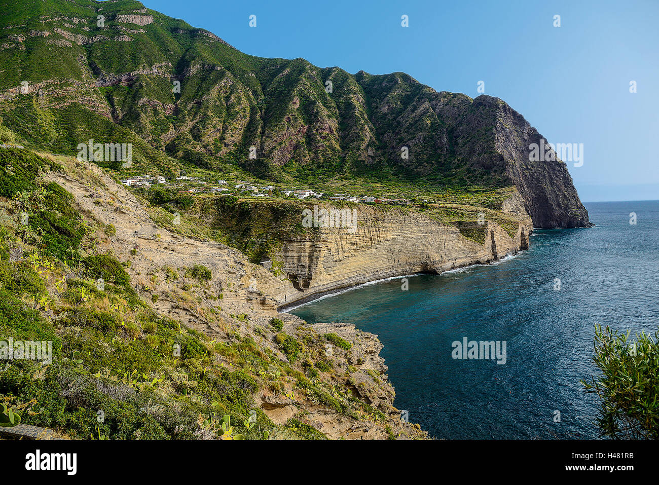 Italy Sicily Aeolian Archipelago Salina Island Pollara village Stock ...