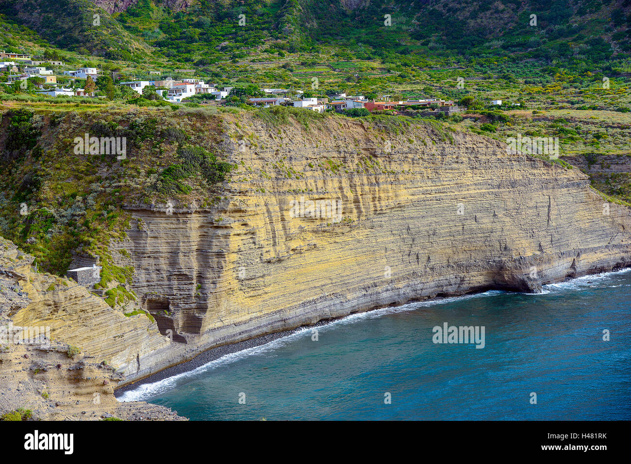 Italy Sicily Aeolian Archipelago Salina Island Pollara village Stock ...