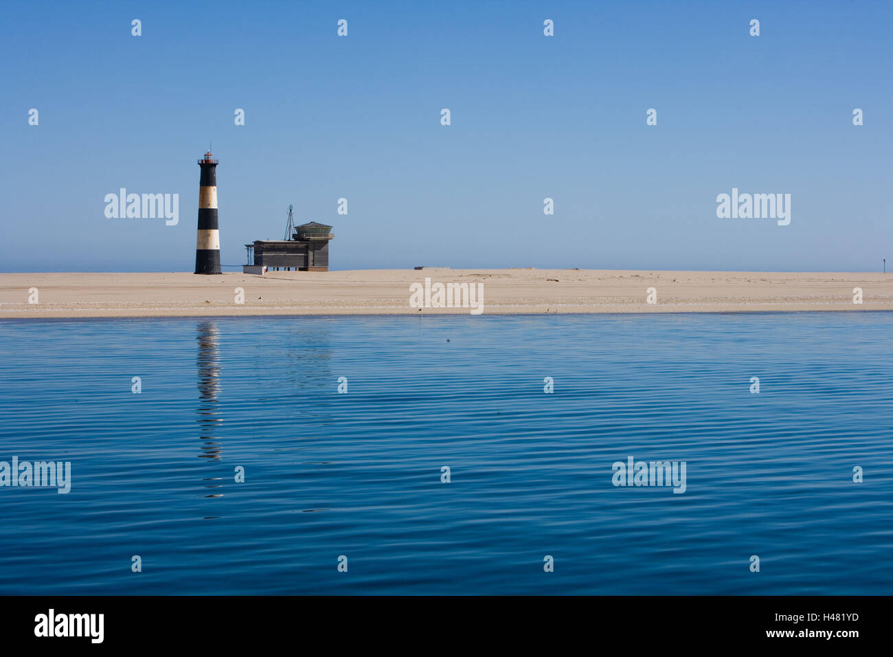Africa, Namibia, Walvis Bay, pelican Point, lighthouse, Atlantic coast ...