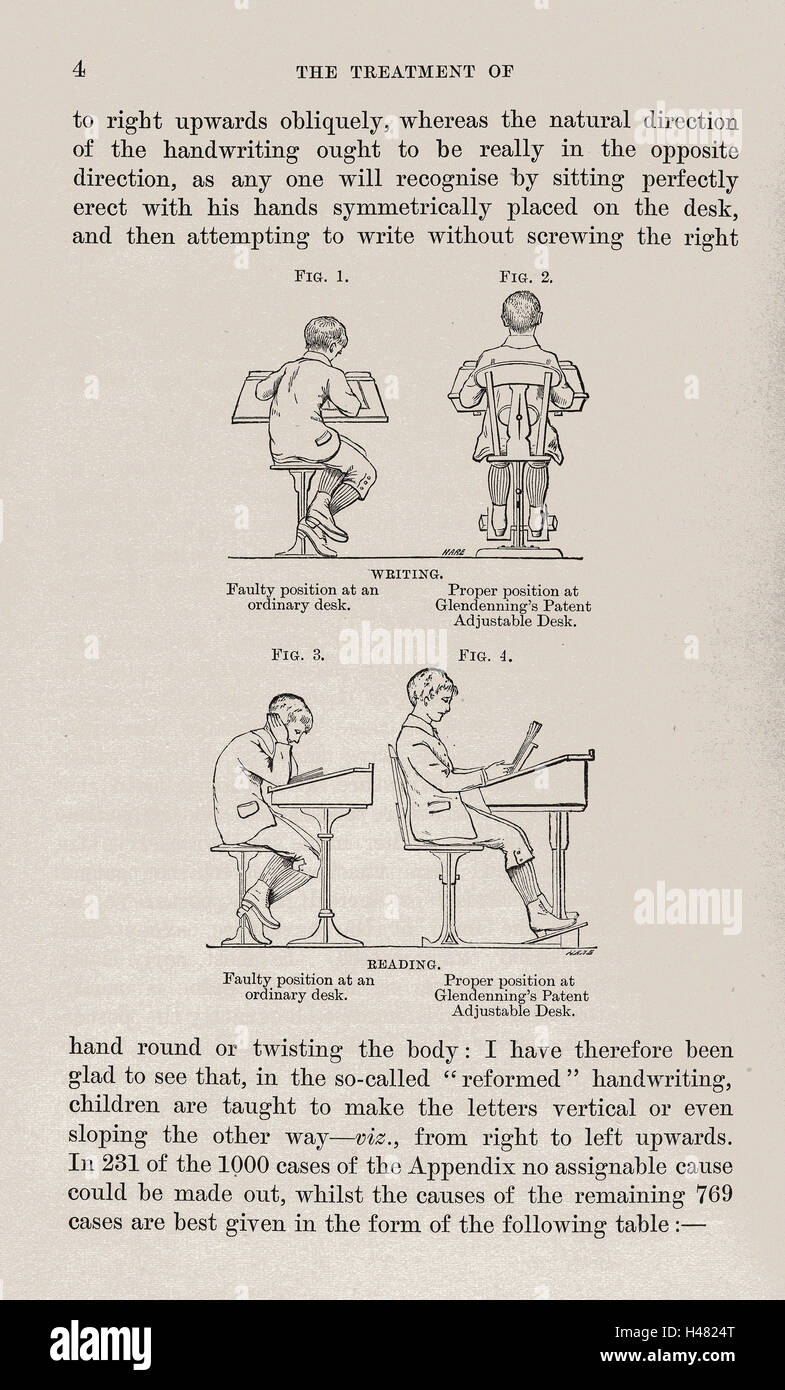 Illustration showing reading and writing positions Stock Photo - Alamy