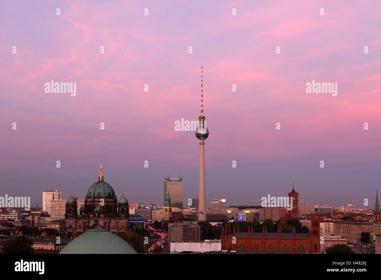 Berlin, view from above, Berlin cathedral, television tower, red city ...