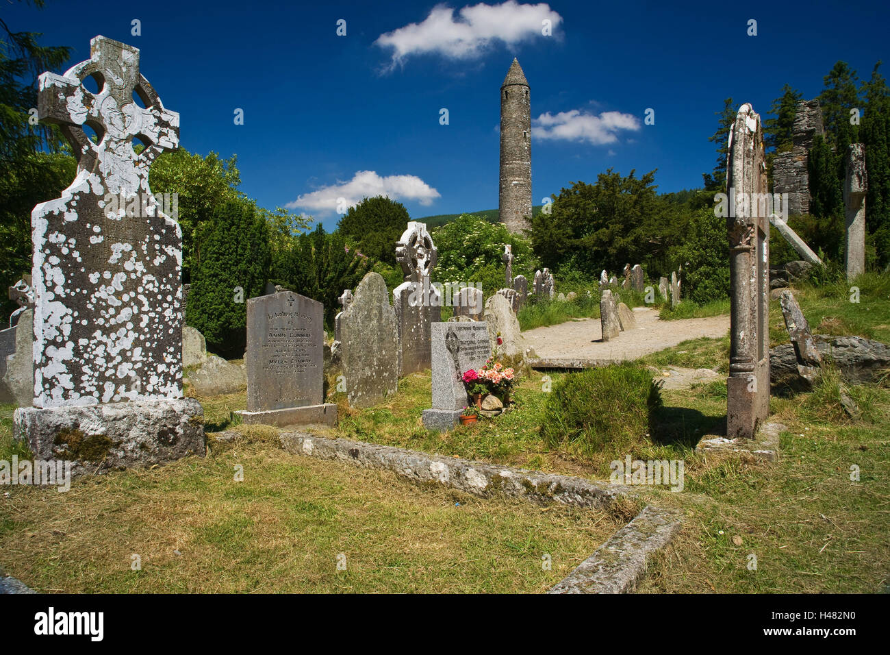 Ireland, Glendalough, cemetery, gravestones Stock Photo - Alamy