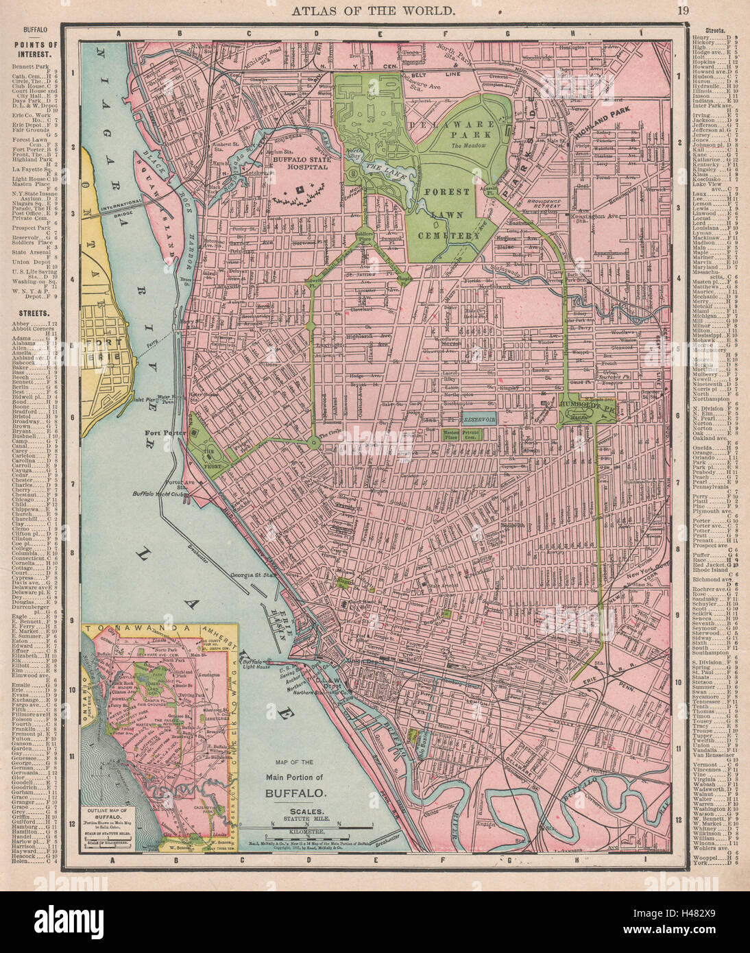 Buffalo town city map plan. New York. RAND MCNALLY 1912 old antique ...