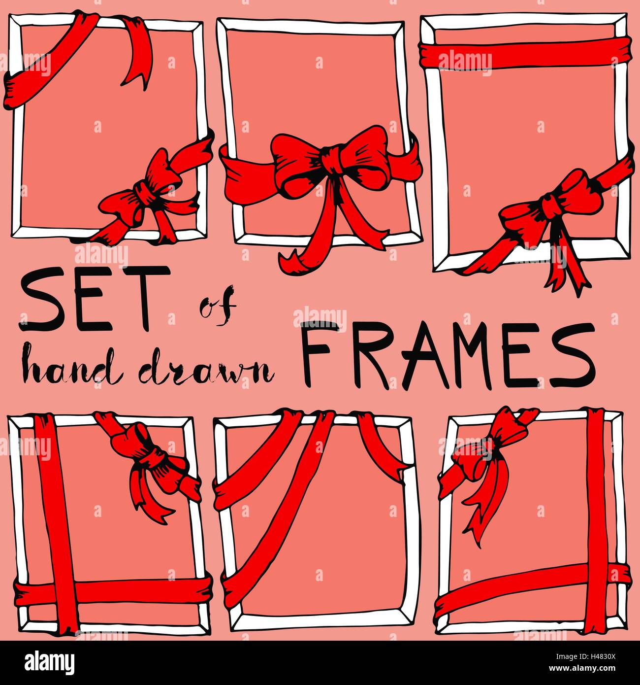 Set of red frames with bows Stock Vector Image & Art - Alamy