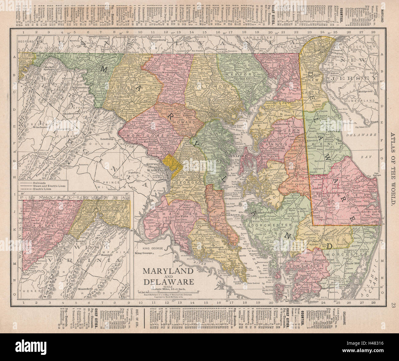 Maryland and Delaware state map showing counties. RAND MCNALLY 1912 old ...