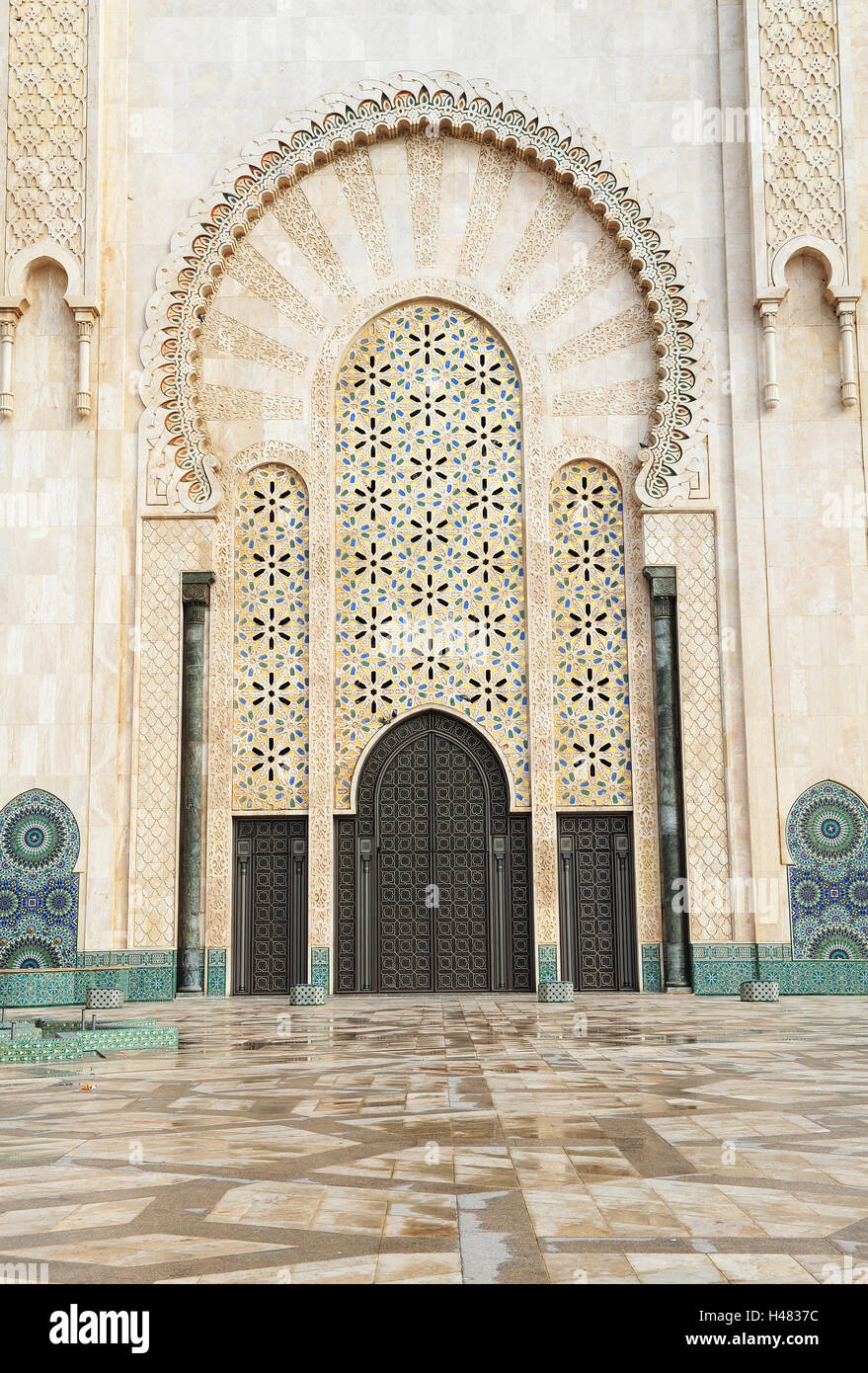 A detail of the exterior of the Grand Mosque of Hassan II, Casablanca's ...