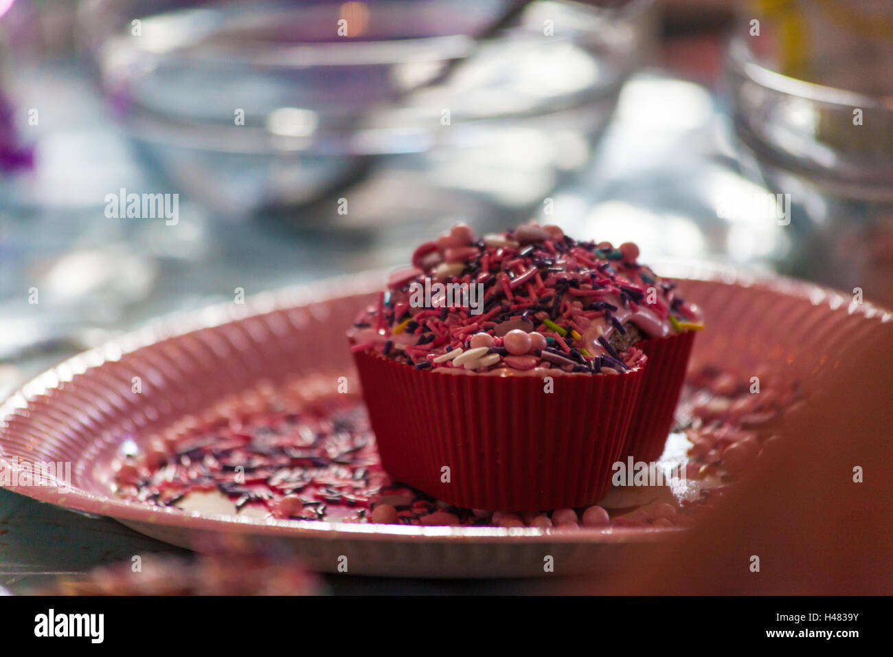 A birthday muffin that has been decorated by a kid Stock Photo - Alamy