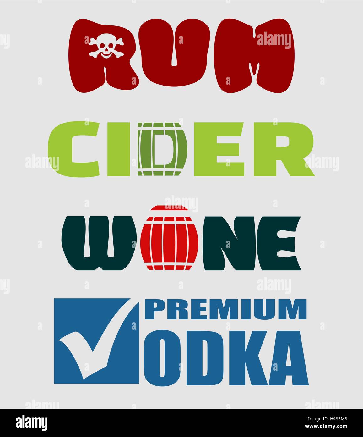 Alcohol logo design set. Typography concept for vineyard Stock Vector ...